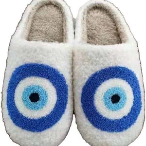 Evil Eye Slippers/ Evil Eye Slippers/ Good Luck Slippers/ Indoor ...