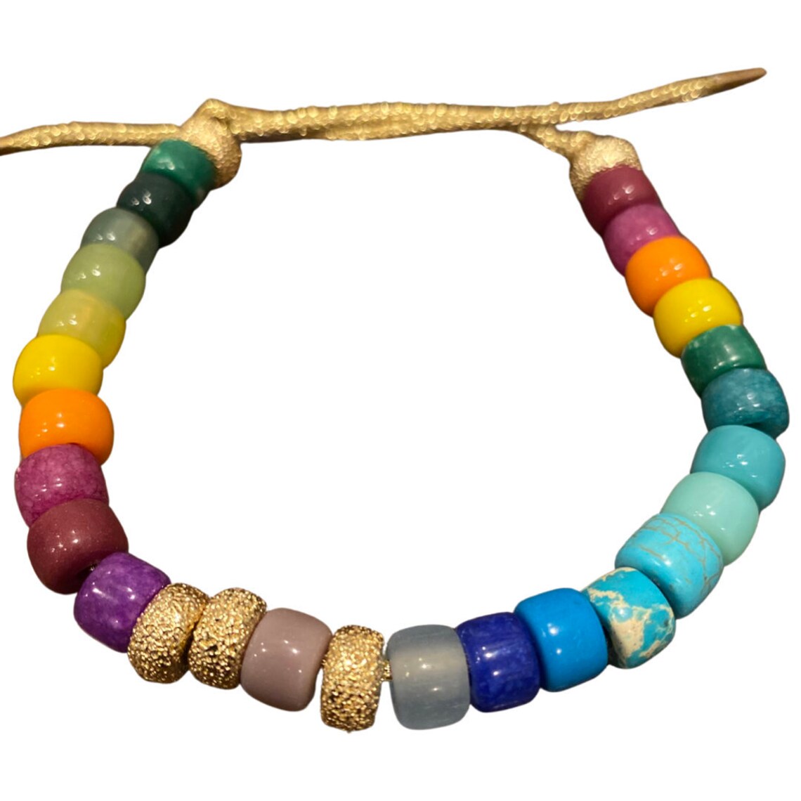 Big Rainbow Bead Bracelet tie on Bracelet Glass Pony Beads | Etsy