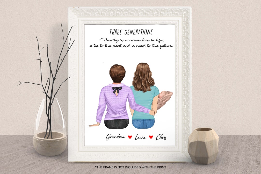 Three Generations Print-custom Mother Daughter Print Gift for Grandma ...