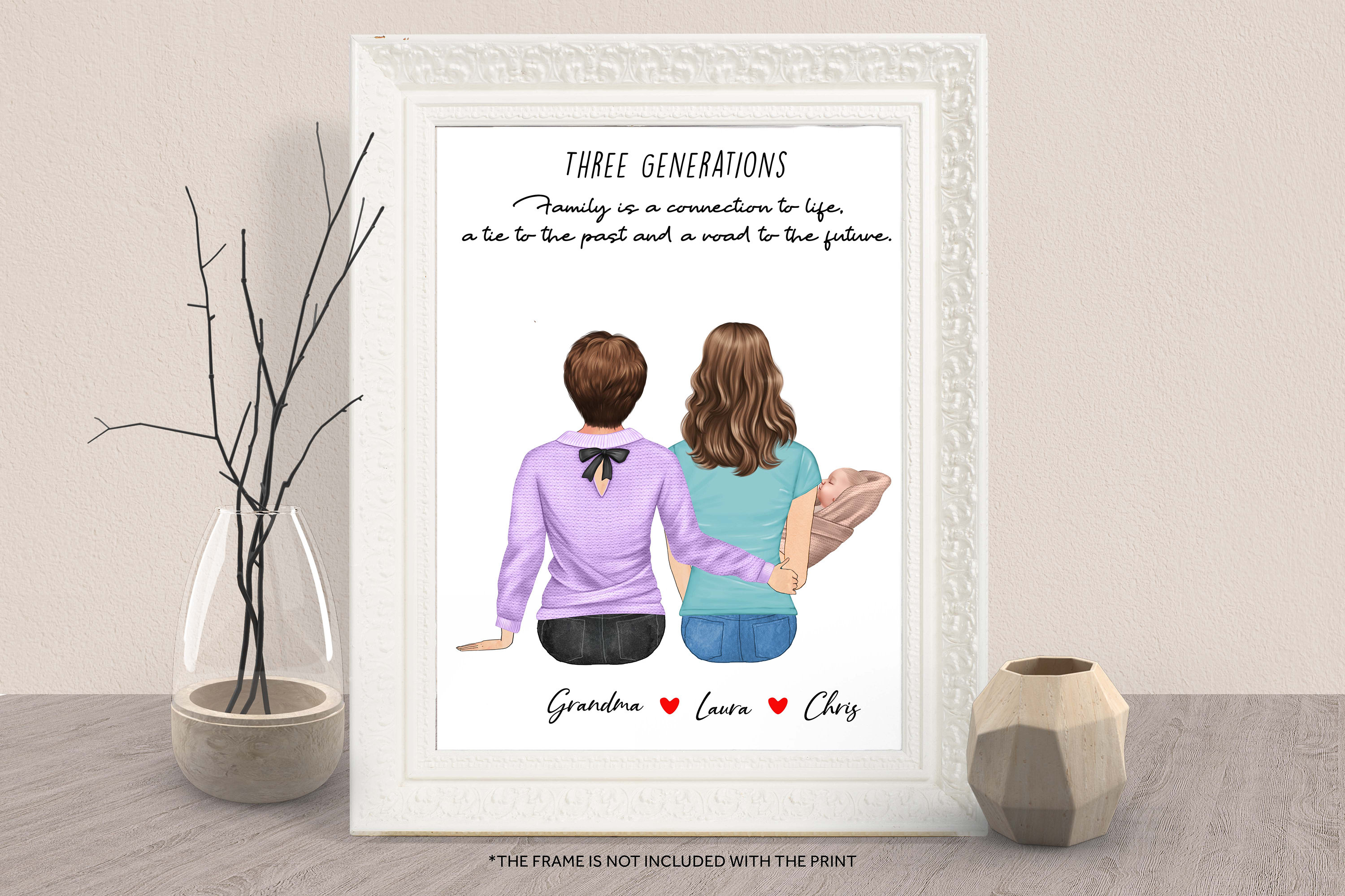 Three Generations Print-custom Mother Daughter Print Gift for - Etsy