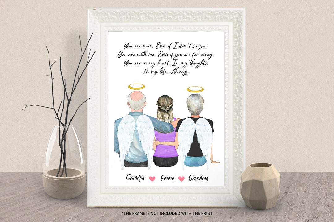 Grandparents in Heaven MEMORIAL Print Frame for Granddaughter-in Loving ...