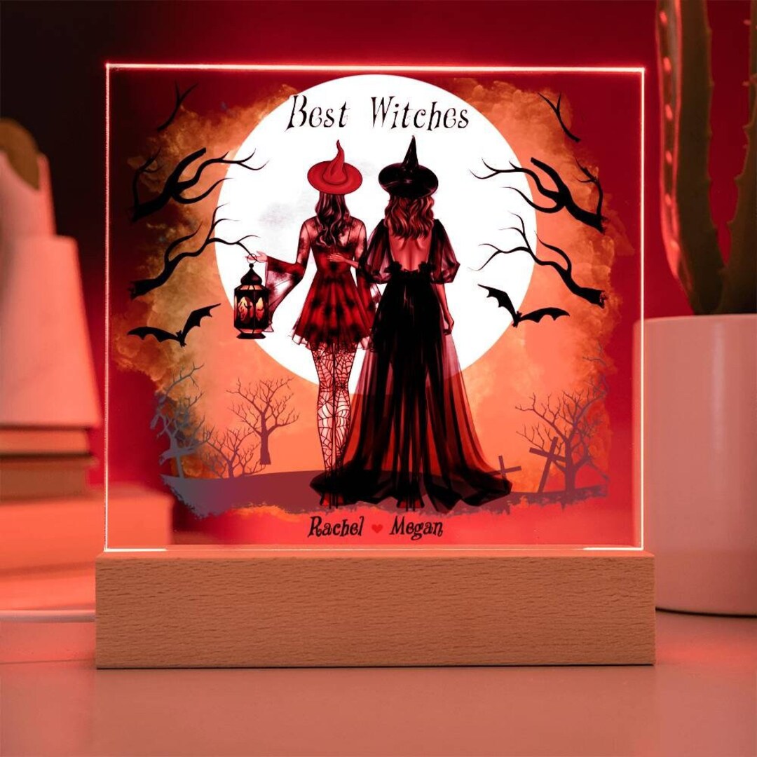 HALLOWEEN Best FRIEND Acrylic Plaque Portrait With LED Wooden - Etsy