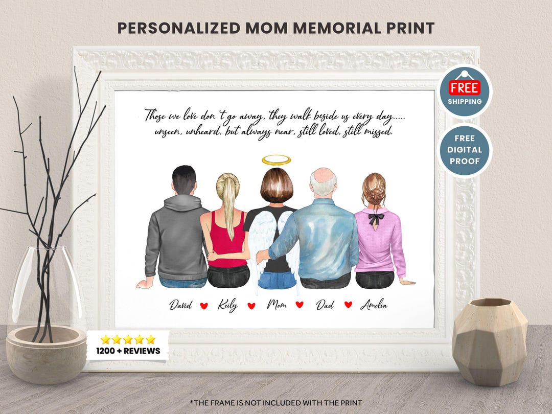 Custom Mom MEMORIAL PRINT Family Memorial Personalized Gifts-angel Mom ...