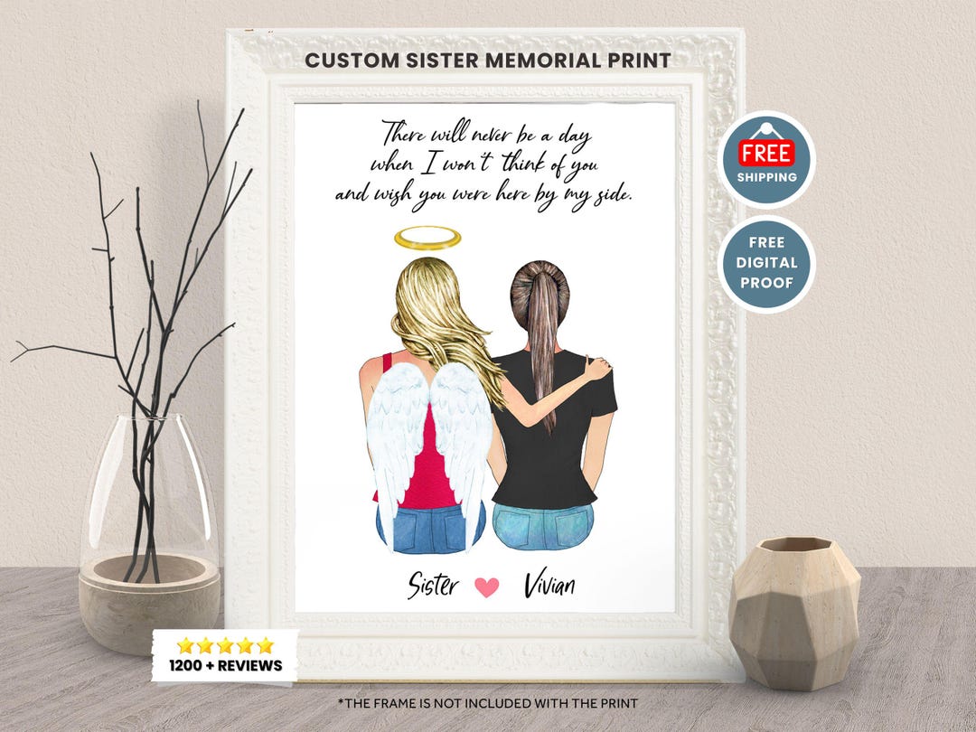 SISTER IN HEAVEN Memorial Personalized Print-in Loving Memory of Sister ...