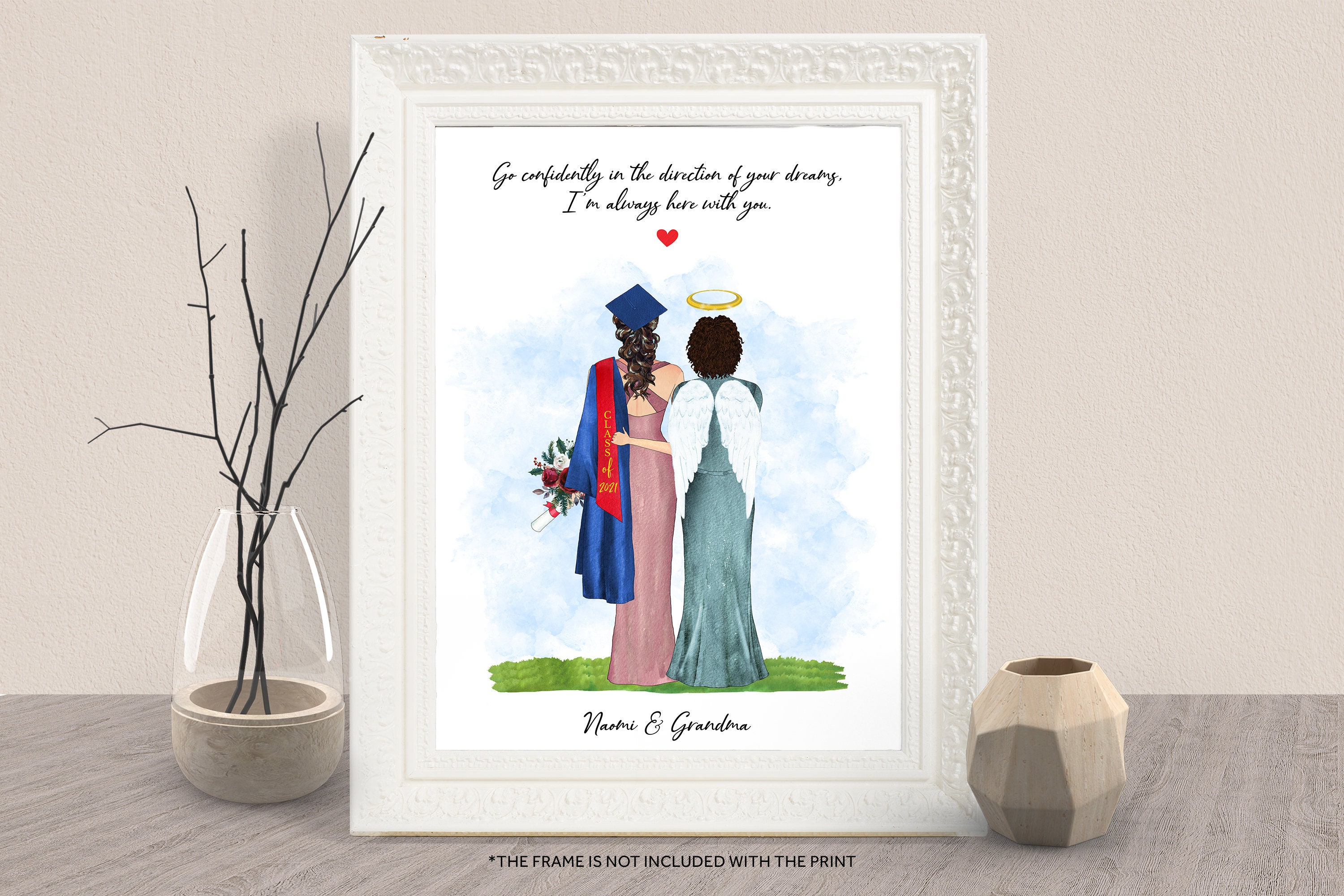 GRADUATION MEMORIAL PRINT Gift-personalised Remembrance Gift-loved One ...