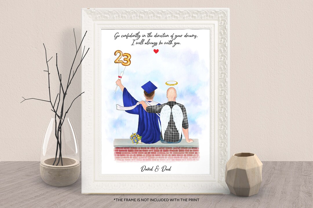 PERSONALIZED GRADUATION FAMILY Gift-custom Graduate Boy With Angel Dad ...