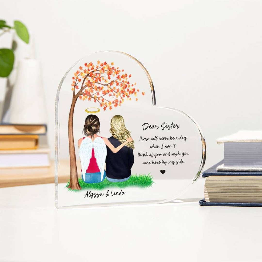 LOSS OF SISTER Memorial Gift-sister in Heaven Heart Shape Acrylic ...