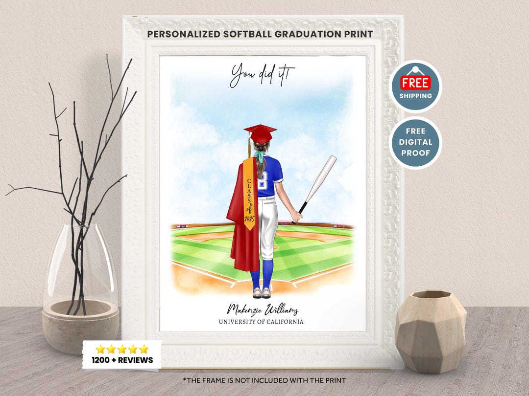 CUSTOM SOFTBALL GRADUATION Gift-graduation Table Decor Art-senior Night ...