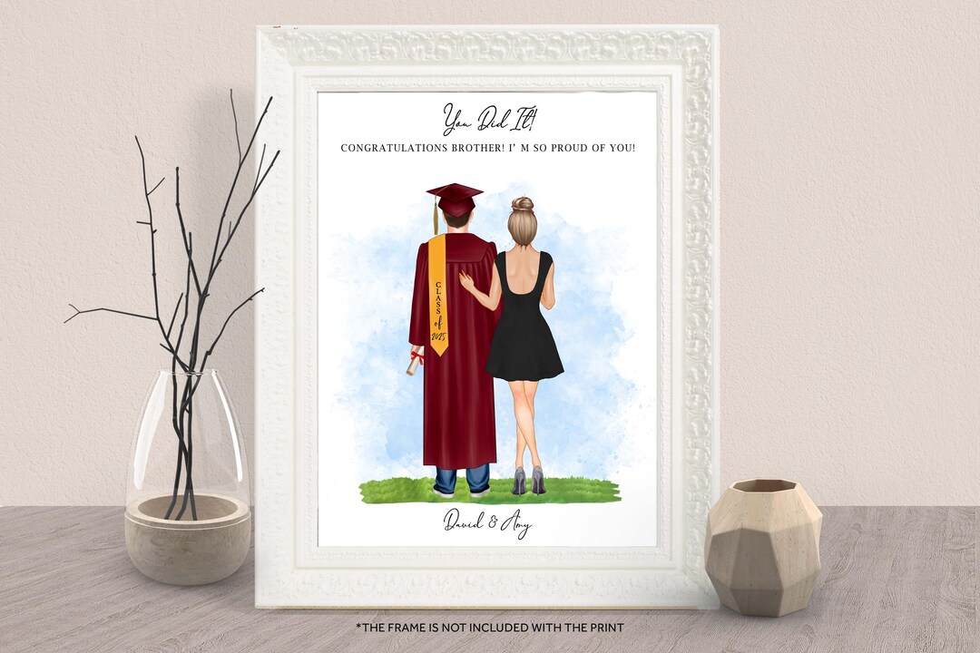 Brother Graduation Print Gift-custom Sibling Graduation Portrait ...