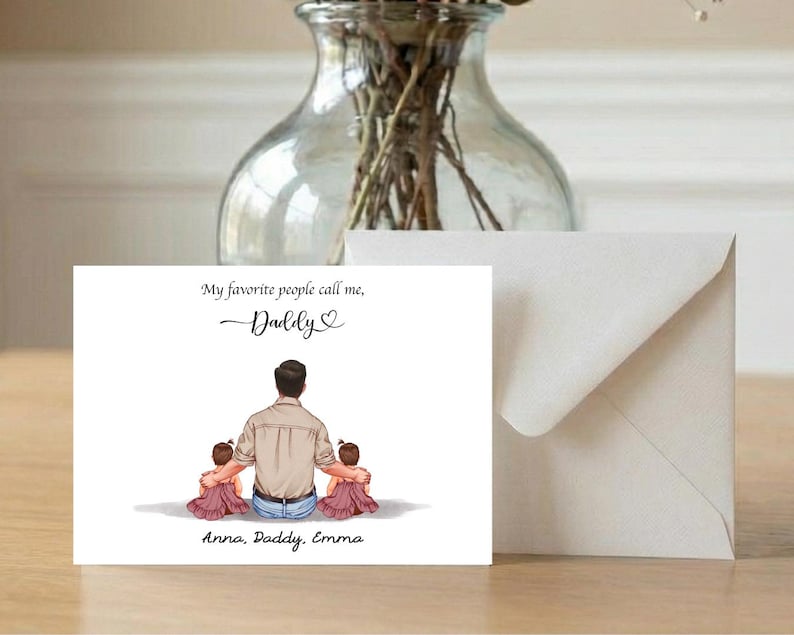 Personalised Daddy & Twins Card-gift From Twin Daughters,son-husband ...