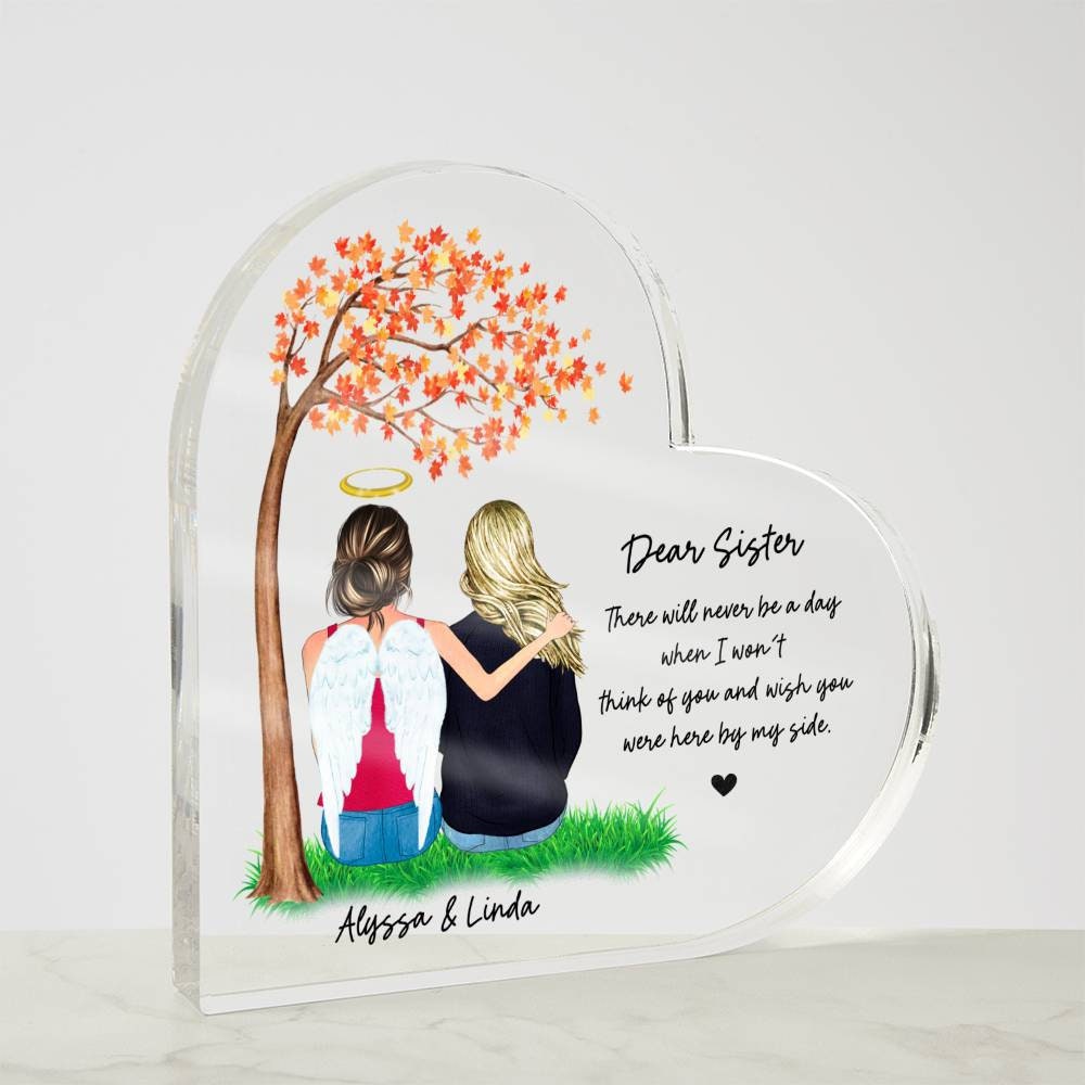 LOSS OF SISTER Memorial Gift-sister in Heaven Heart Shape Acrylic ...