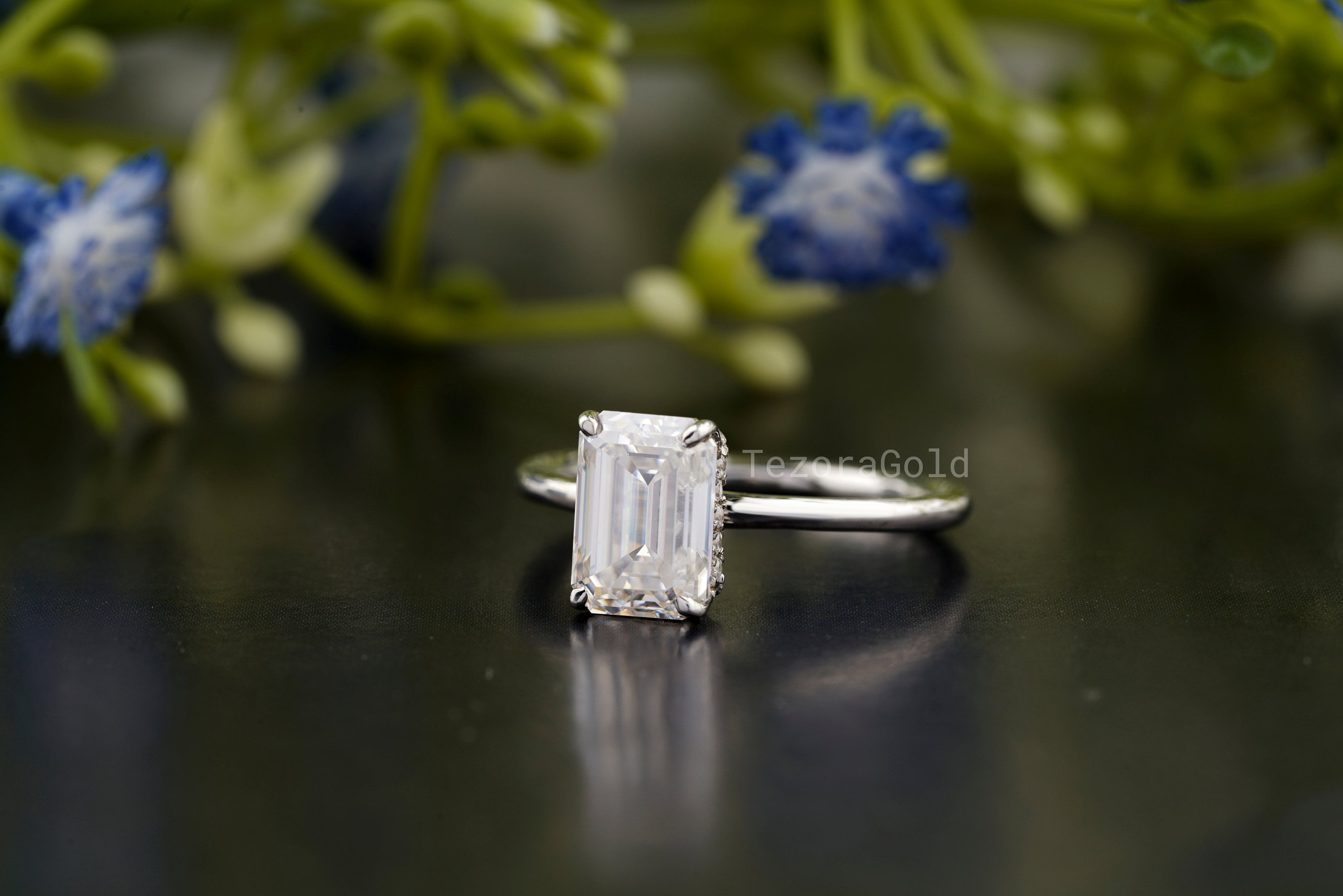 Emerald cut solitaire ring 2 ct engagement ring 2 carat | Etsy