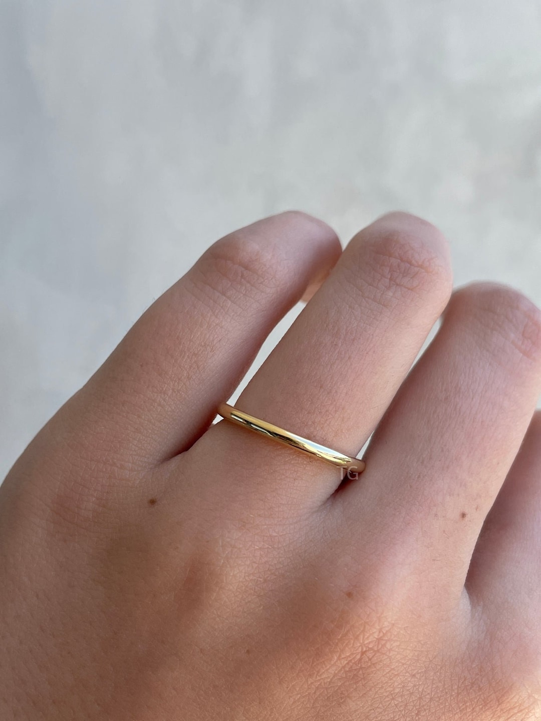 14K Solid Gold Plain Wedding Band Simple Thin Stacking - Etsy
