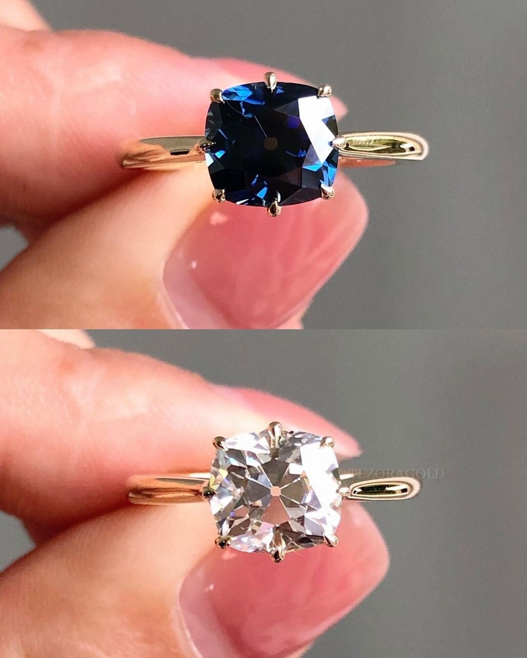 East West Old Mine Elongated Cushion Cut Lab Created Blue Sapphire ...