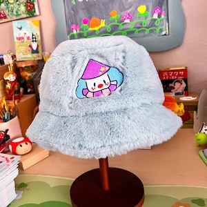 Fluffy Bucket Hat , Blue Bucket Hat, Clown Fashion , Clowncore Fashion ...