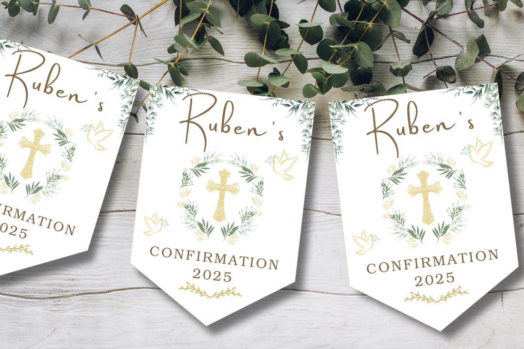 Confirmation Bunting, Boys Confirmation Personalized Banner, Party ...