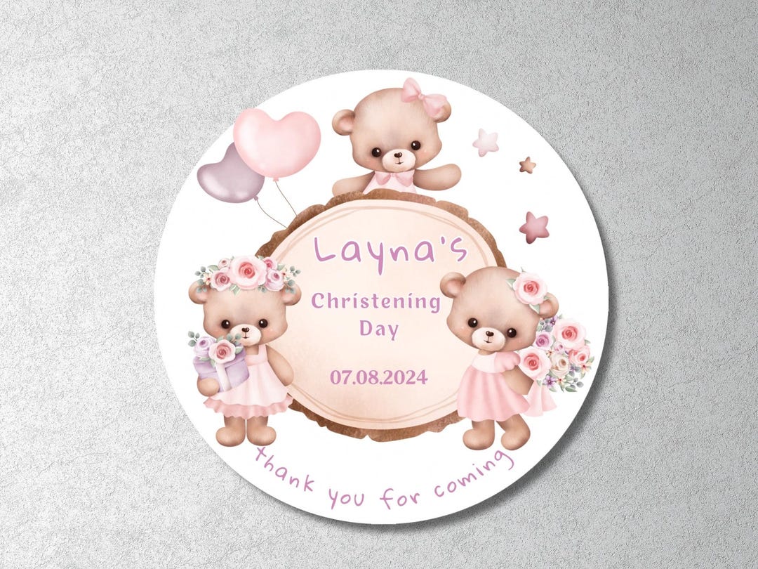 Christening Day Stickers, Baby Girl, Favour Stickers, Personalised ...