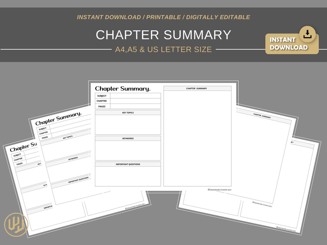 Chapter Summary Student Printable Planner | Digital Planner | Instant ...