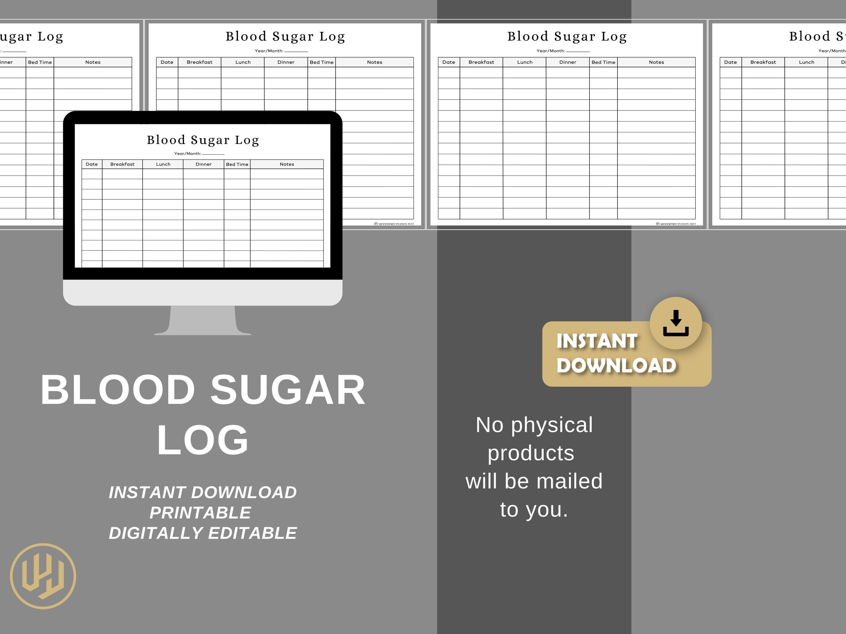 Blood Sugar Tracker Log | Digital Planner | Instant Download Planner ...