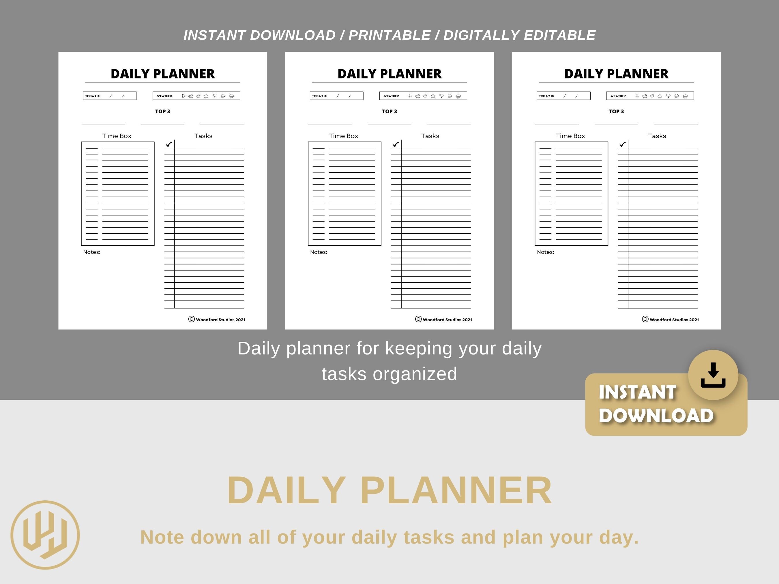 Daily Printable Planner | Digital Planner | Instant Download Planner ...