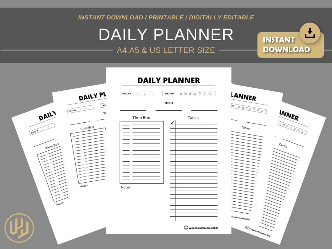 Daily Printable Planner | Digital Planner | Instant Download Planner ...