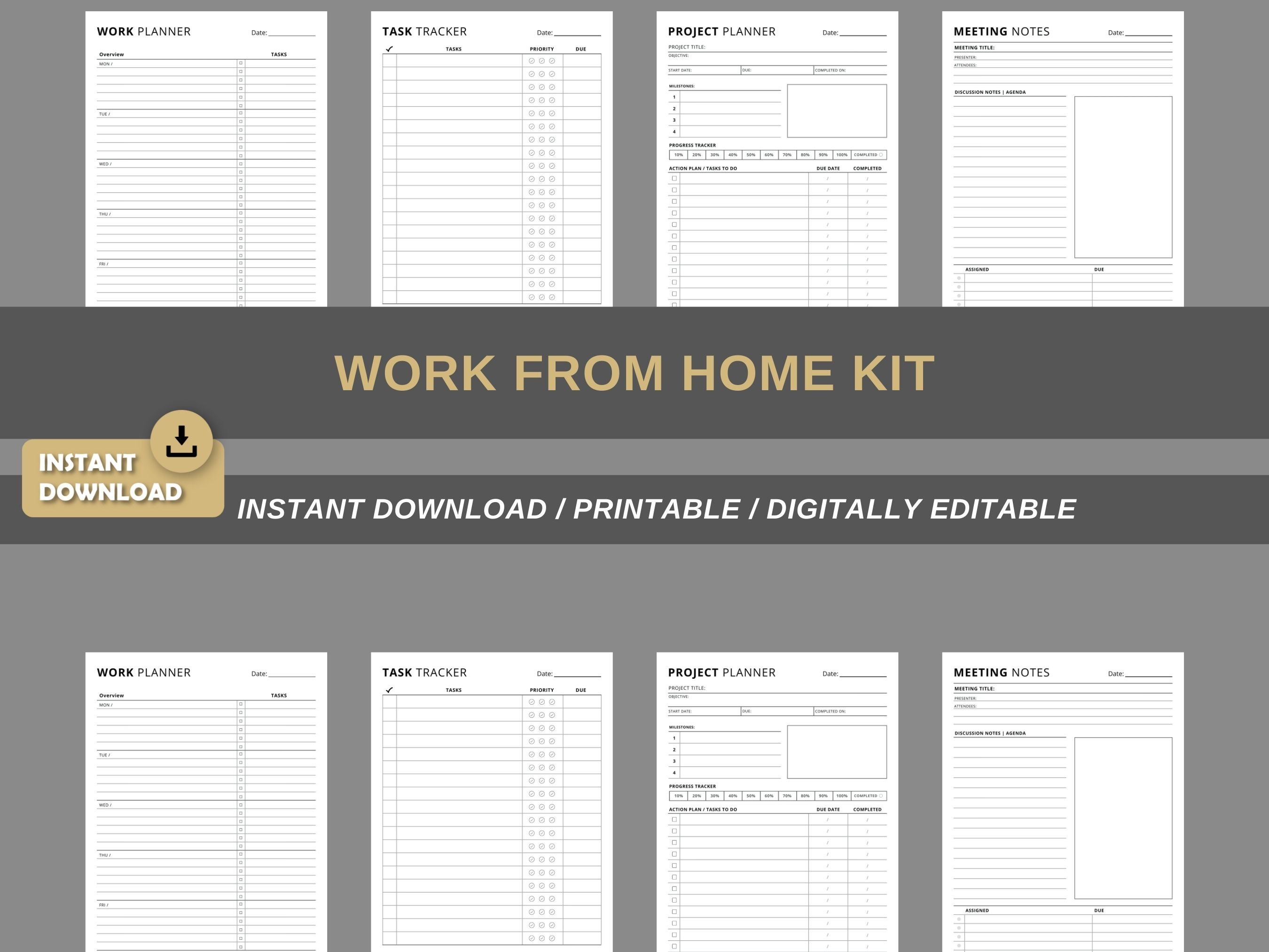 Work From Home Printable Planner Bundle Digital Planner - Etsy