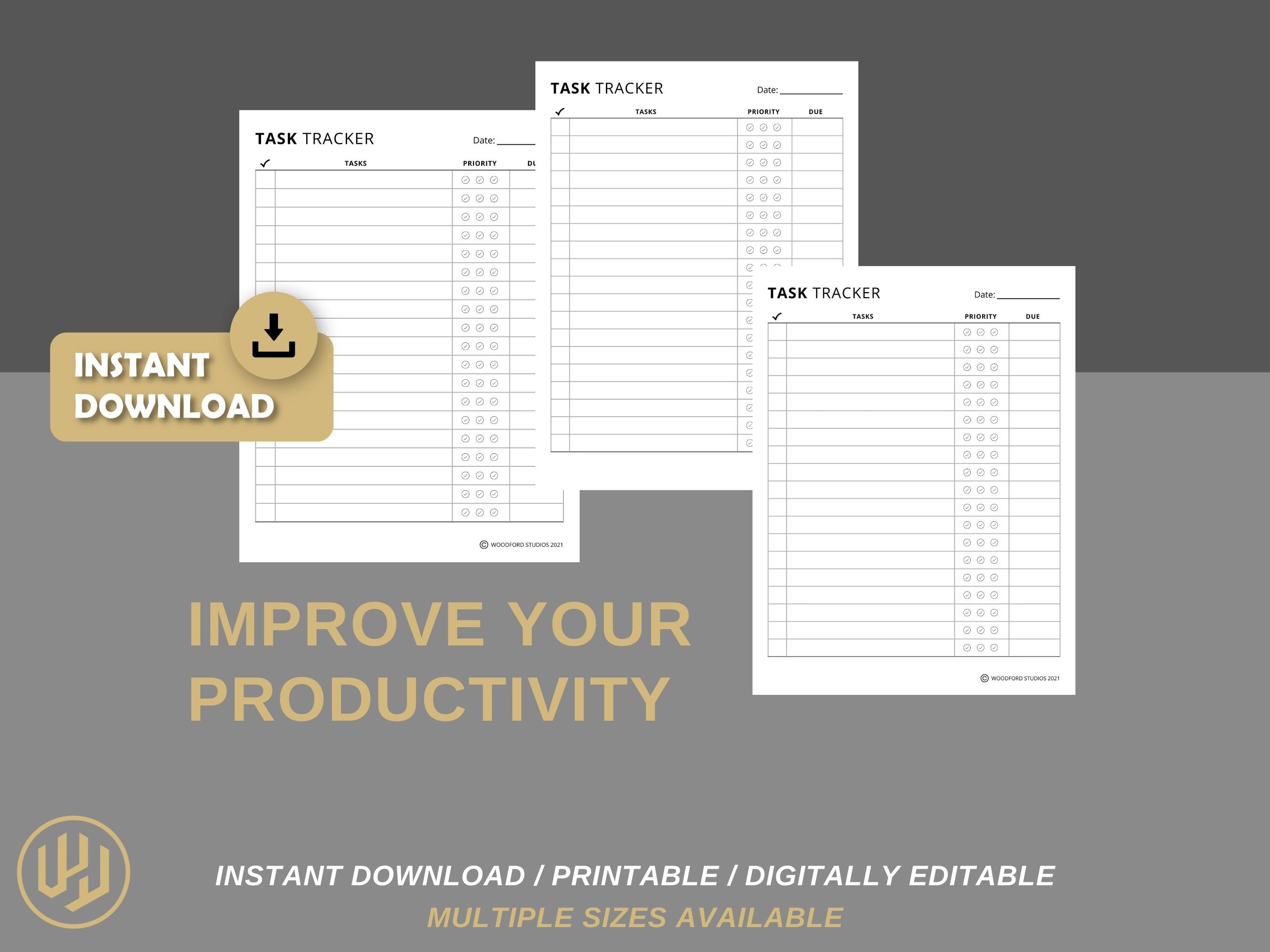 Work From Home Task Tracker Printable | Digital Planner | Instant ...
