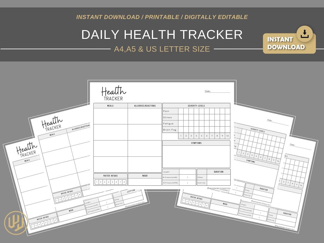 Daily Health Tracker Printable Planner | Digital Planner | Instant ...