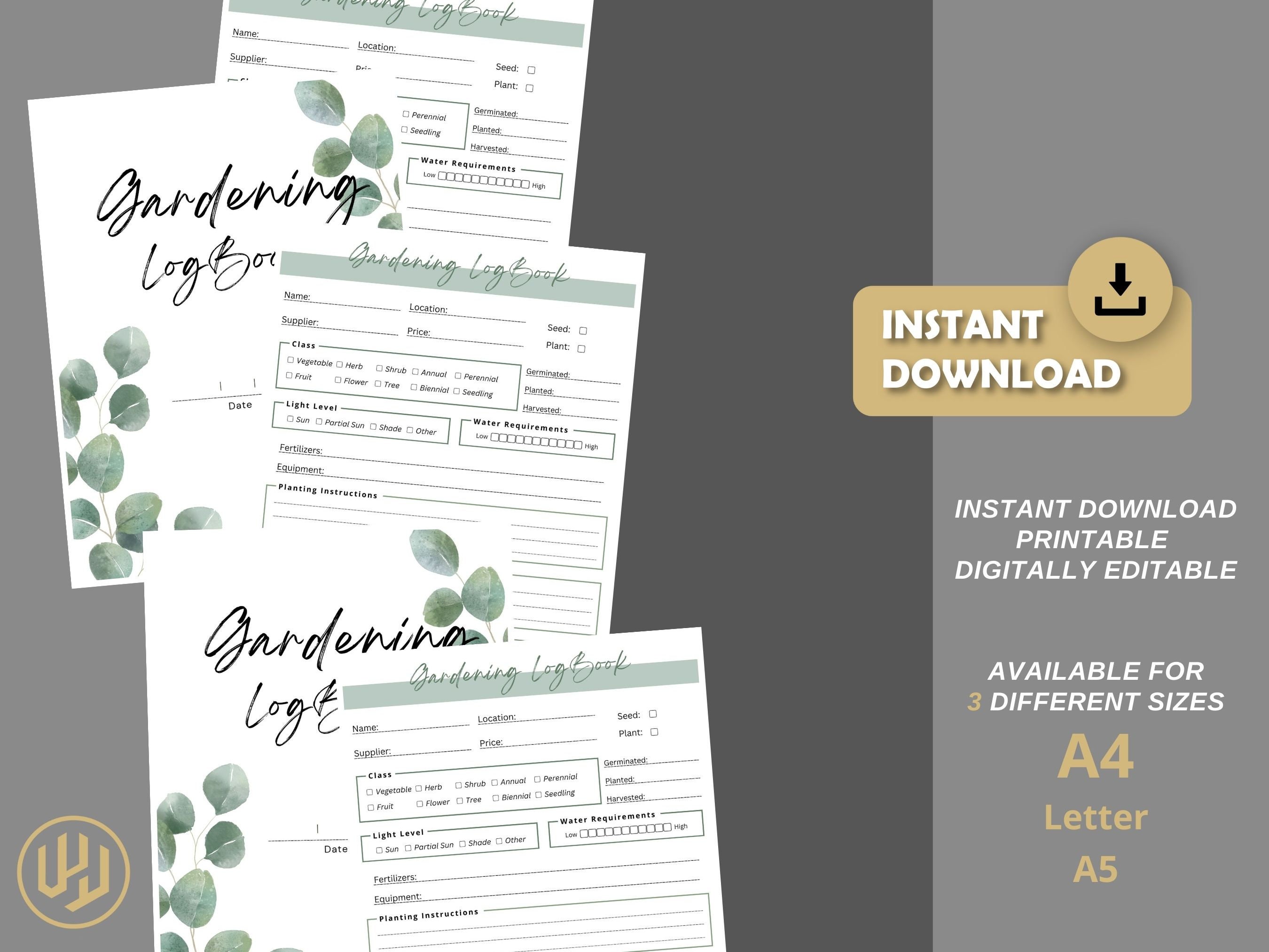 Garden Organizer | Printable Pdf | Plants Records | Garden Planner ...