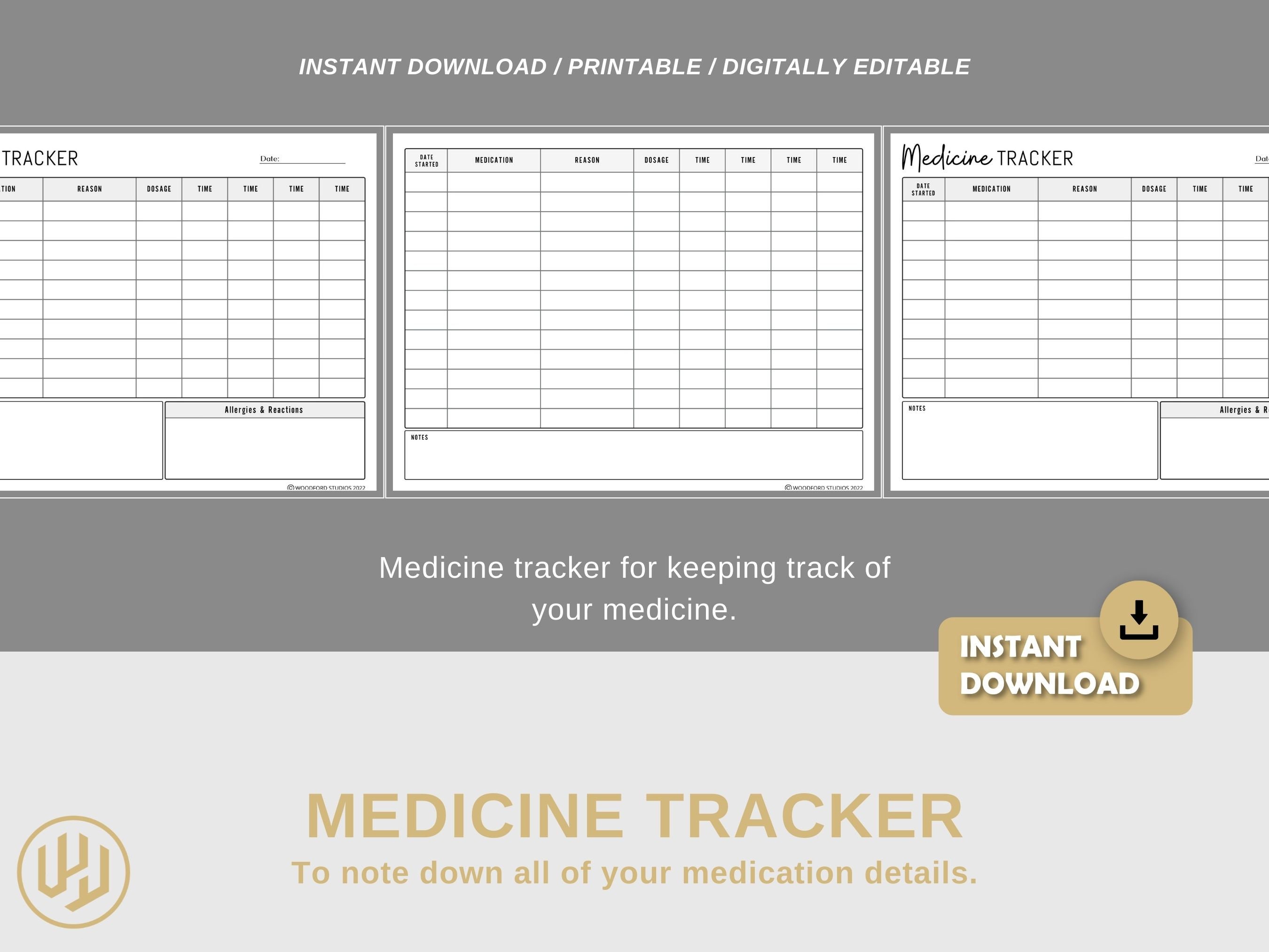 Medicine Tracker Printable Planner | Digital Planner | Instant Download ...