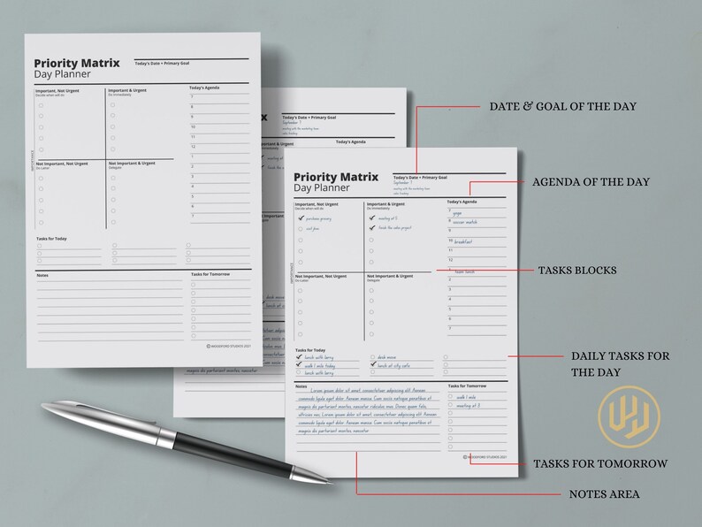 Priority Matrix Day Printable Planner Digital Planner Instant Download ...