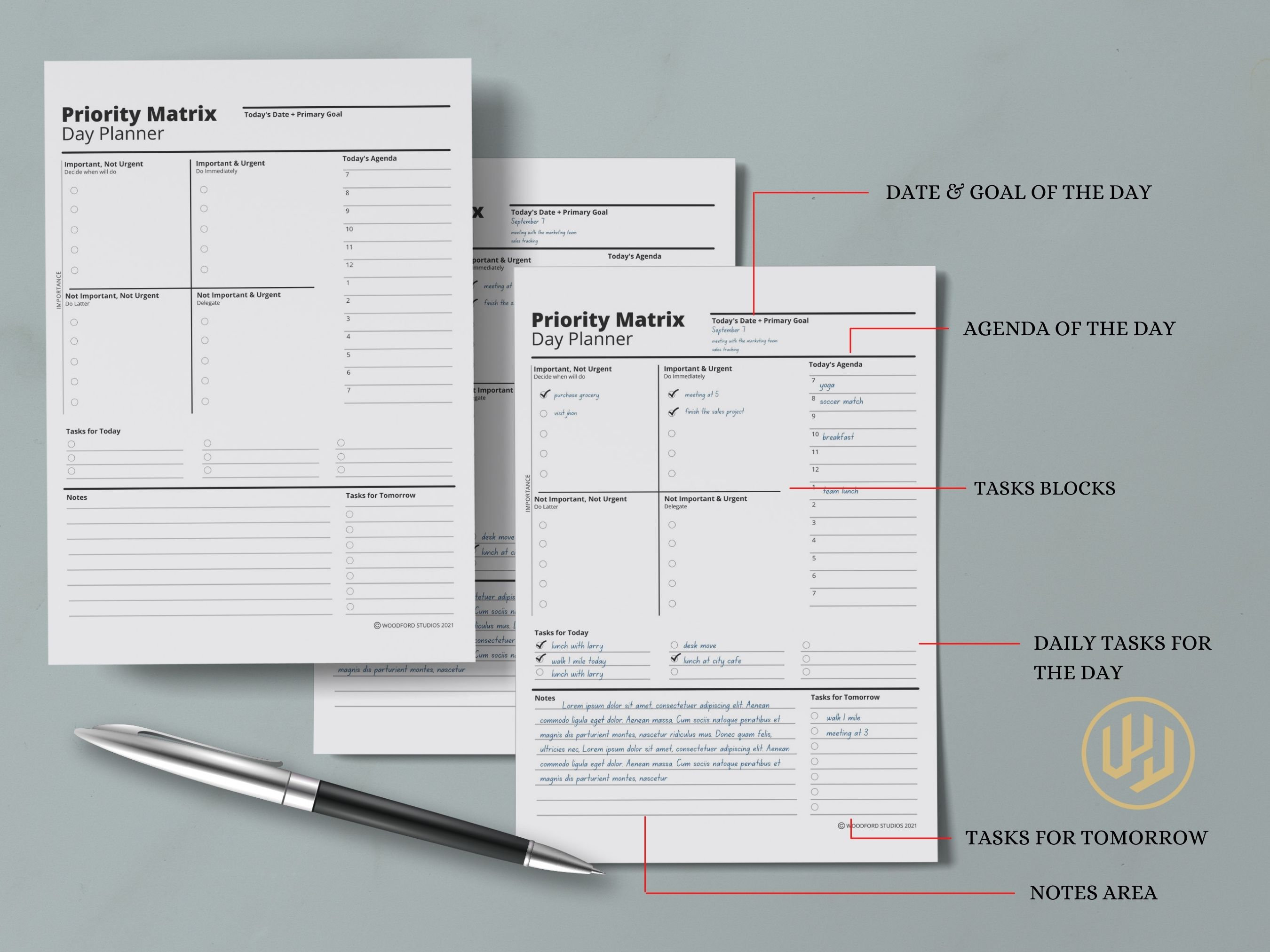 Priority Matrix Day Printable Planner | Digital Planner | Instant ...