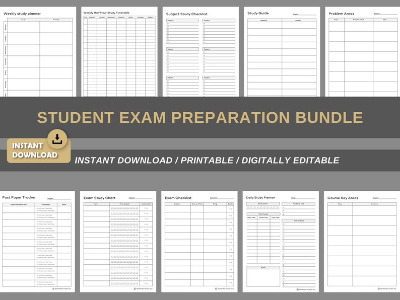 Student Exam Prep Finals Printable | Digital Planner | Instant Download ...