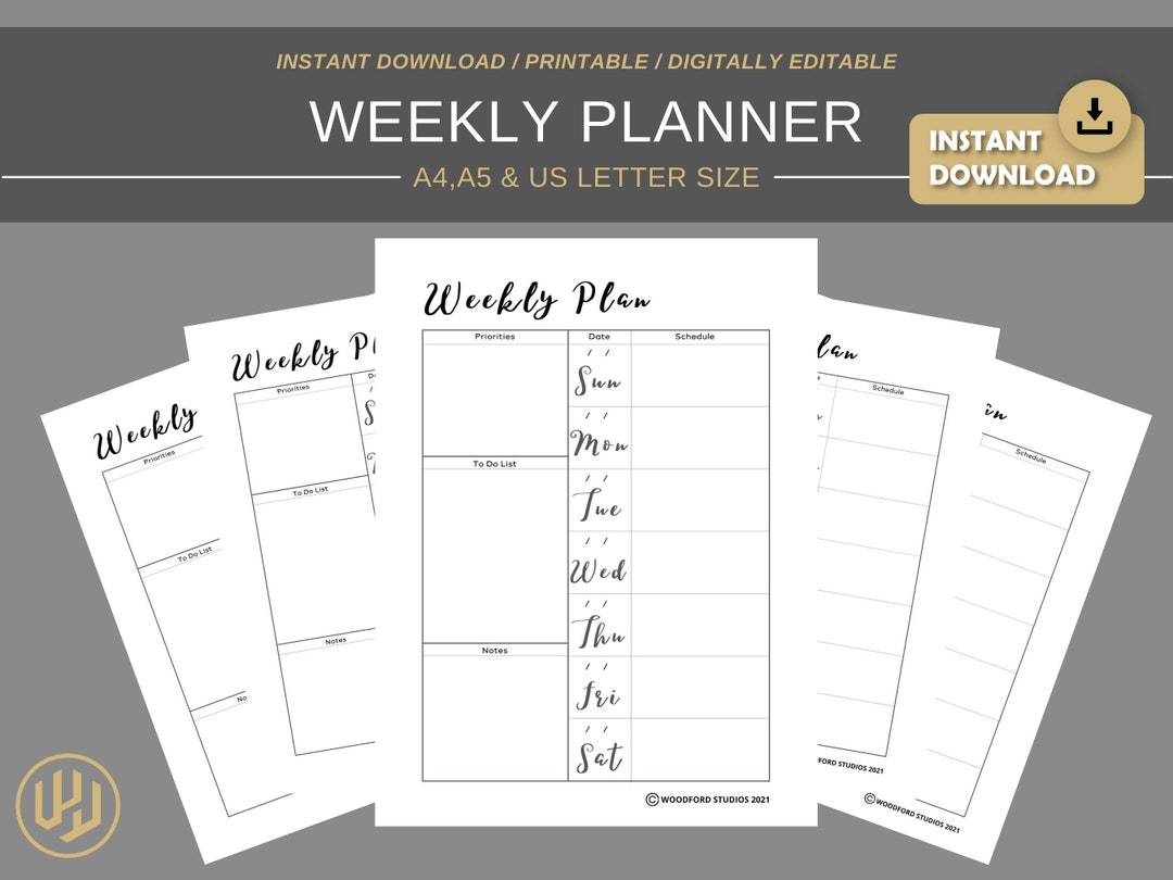 Weekly Planner Printable Planner Digital Planner Instant Download ...