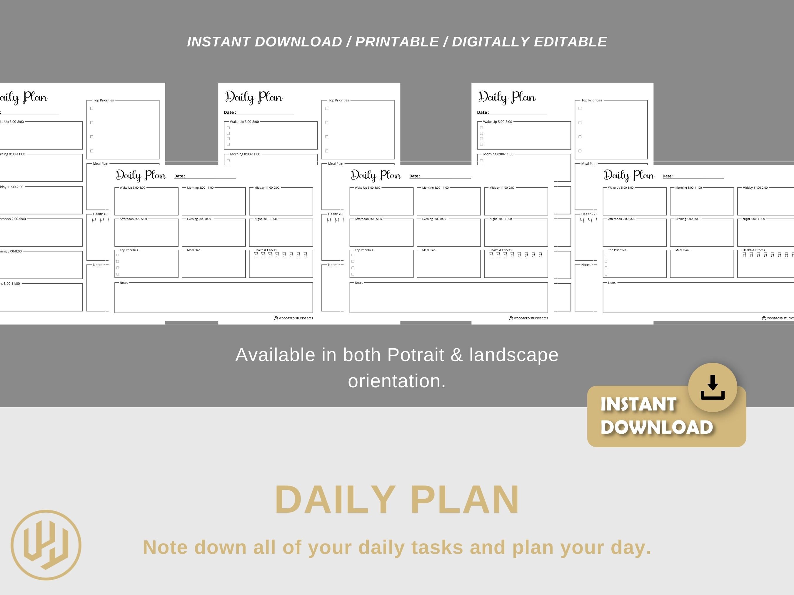 Daily Block Printable Planner | Digital Planner | Instant Download ...