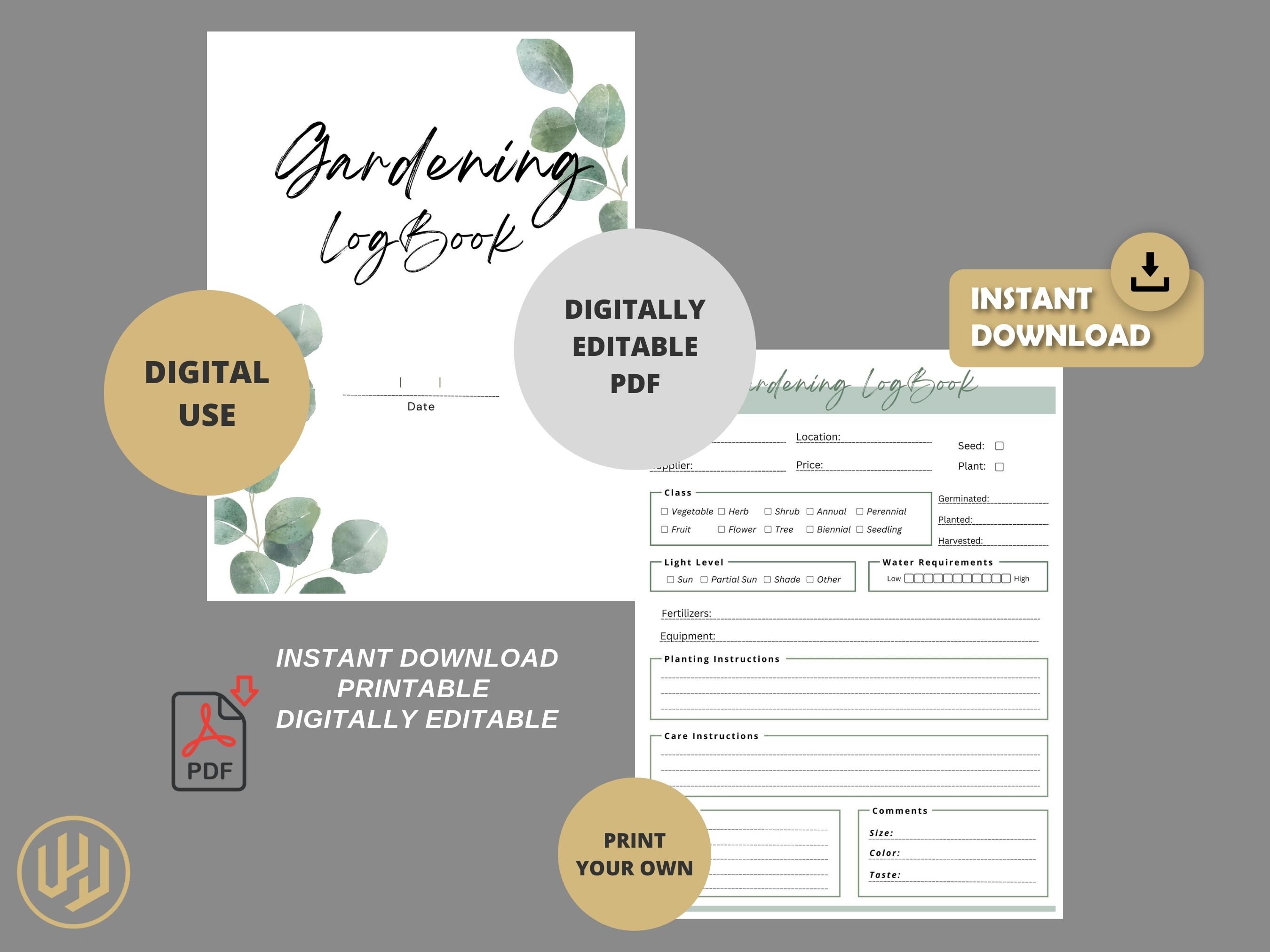 Garden Organizer | Printable Pdf | Plants Records | Garden Planner ...