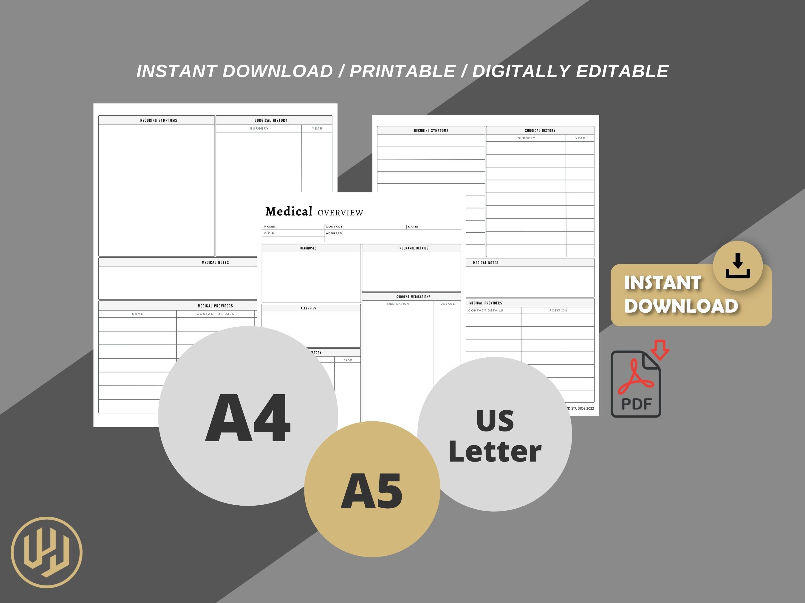 Medical Overview Printable Planner Digital Planner Instant Download ...