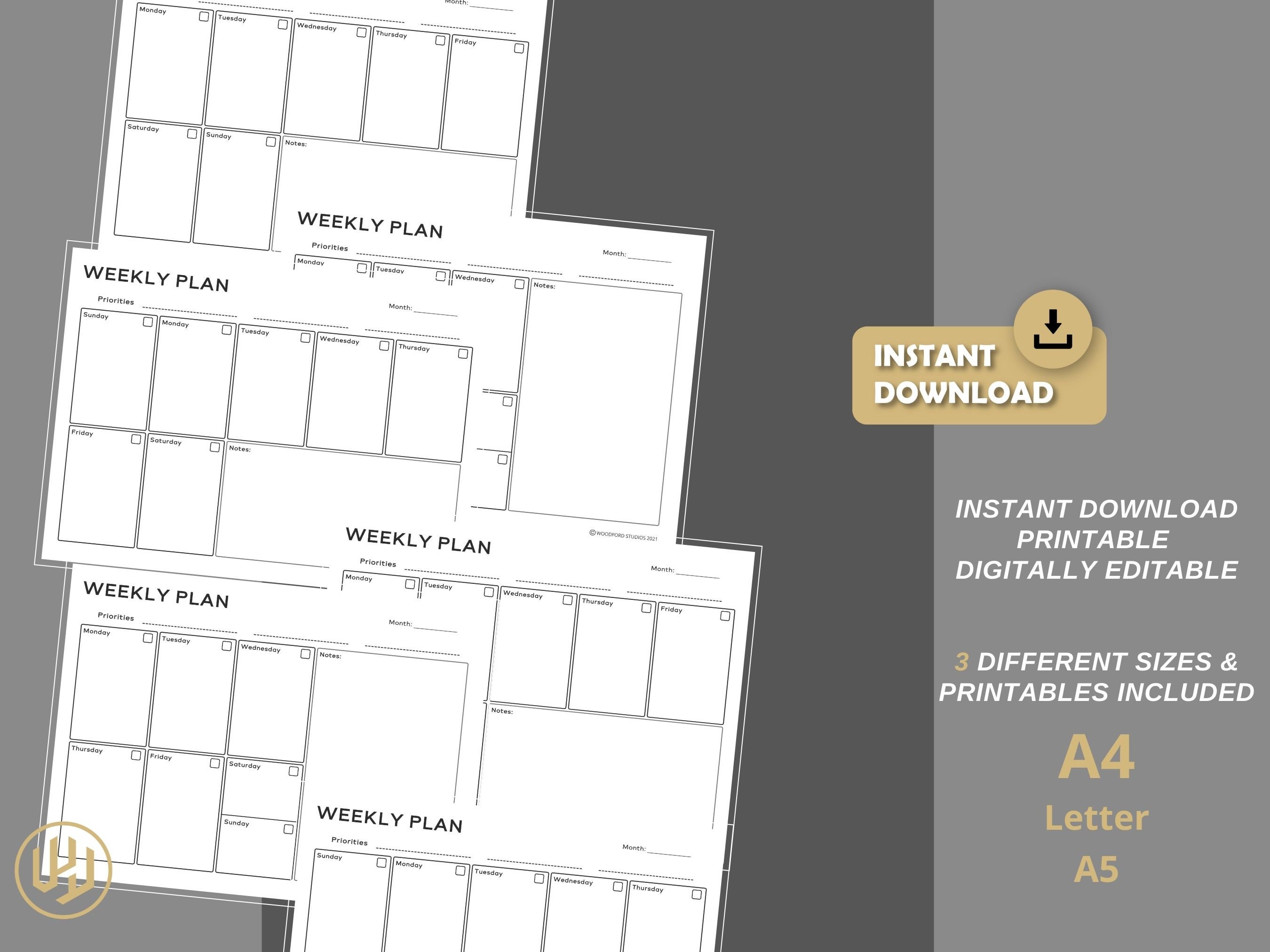 Weekly Daily Printable Box Planner Bundle | Digital Planner | Instant ...