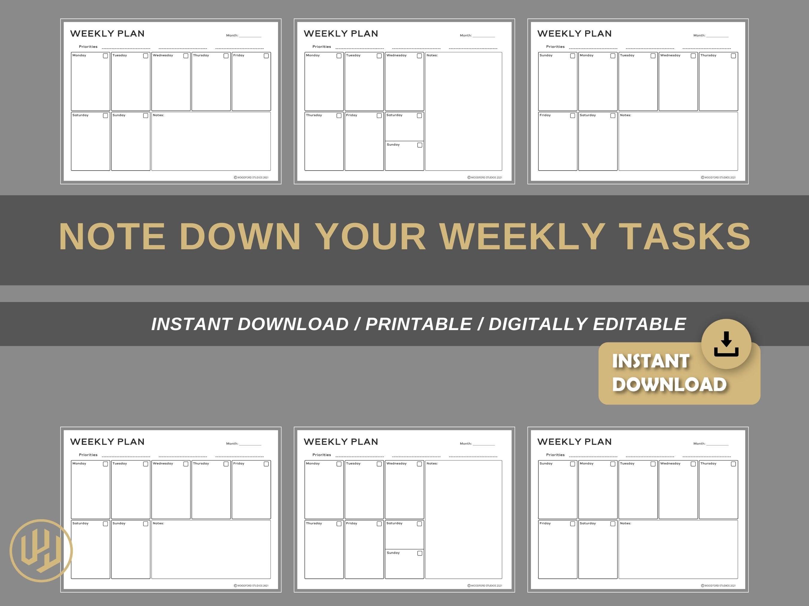 Weekly Daily Printable Box Planner Bundle | Digital Planner | Instant ...
