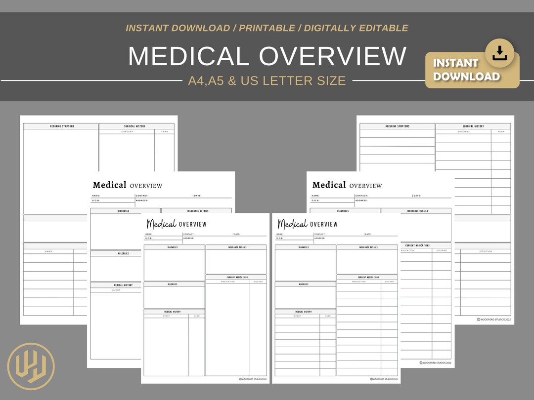 Medical Overview Printable Planner | Digital Planner | Instant Download ...