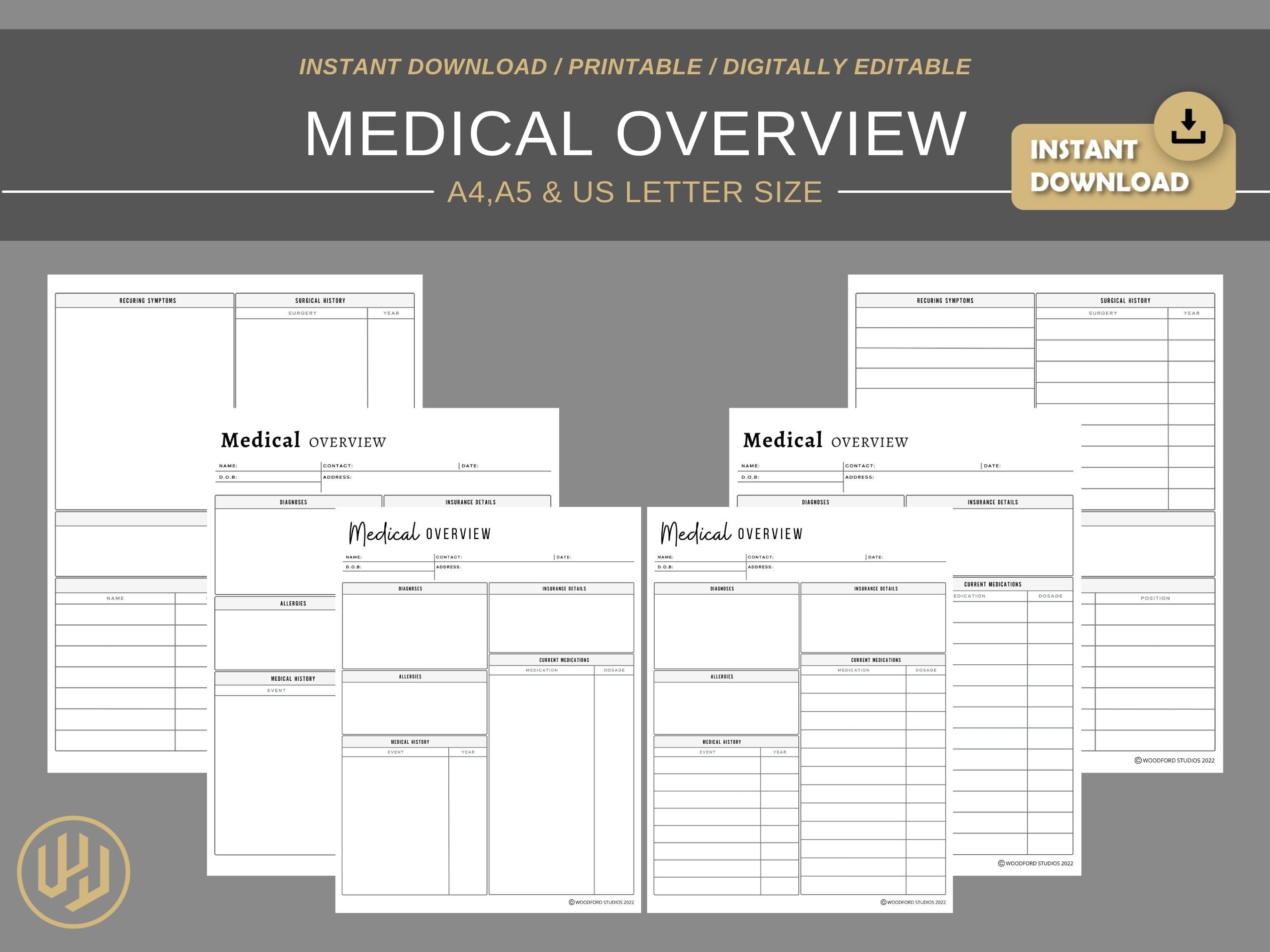 Medical Overview Printable Planner Digital Planner Instant - Etsy
