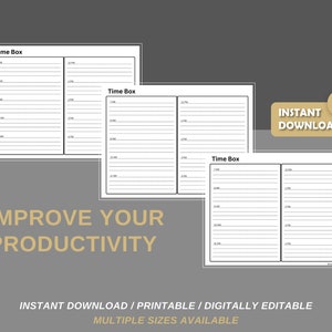 Time Box Daily Printable Planner | Digital Planner | Instant Download ...