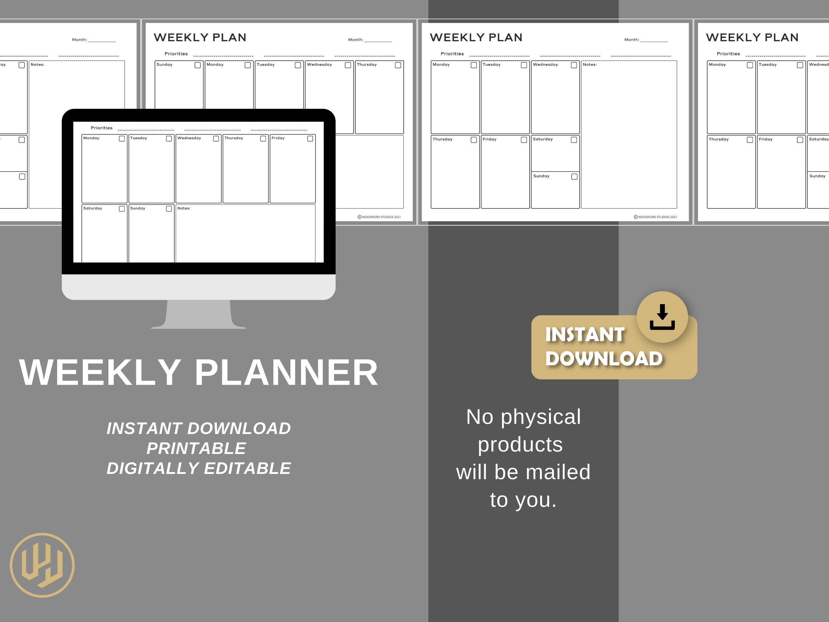Weekly Daily Printable Box Planner Bundle | Digital Planner | Instant ...