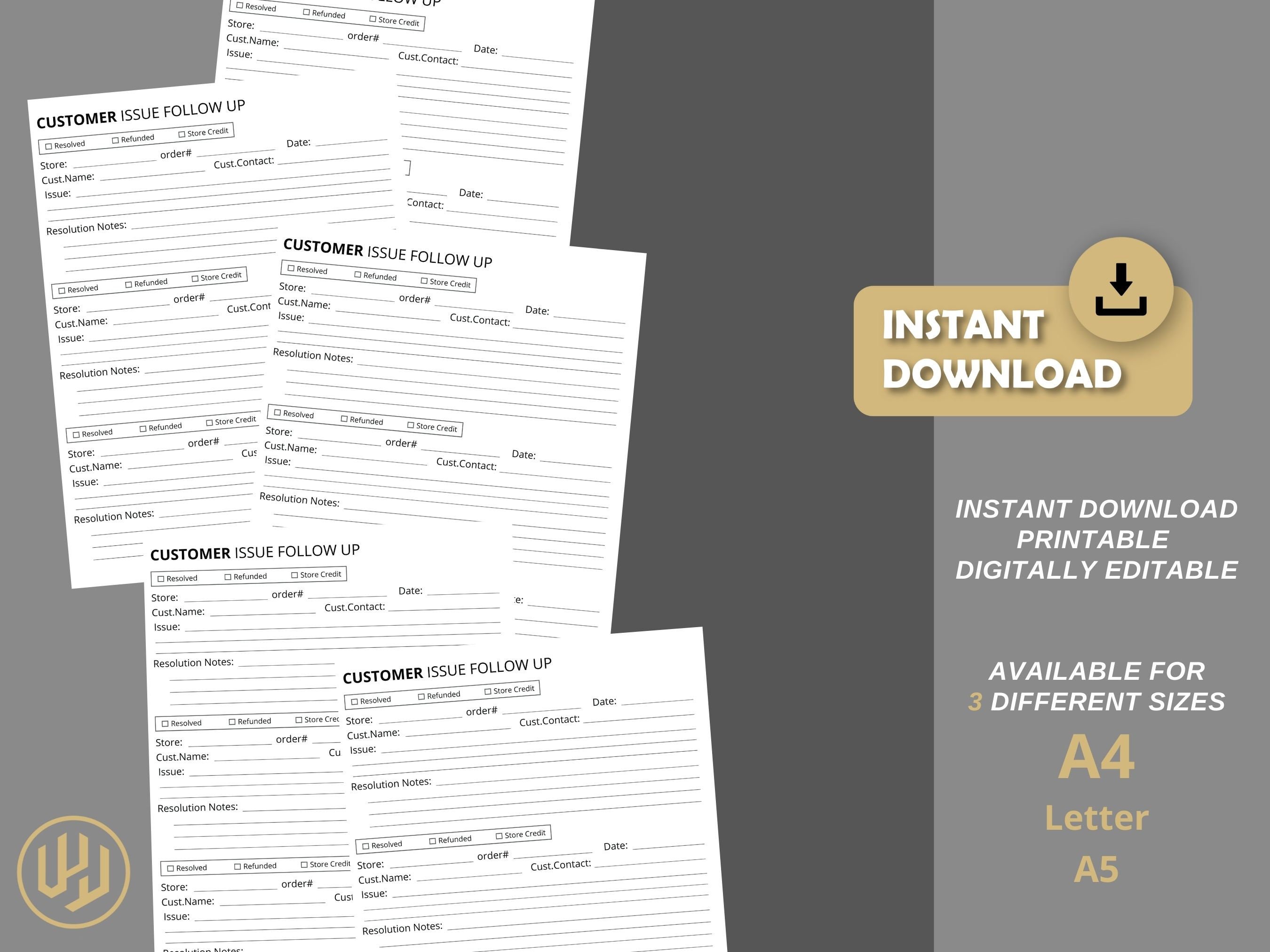 Customer Follow up Printable Planner | Digital Planner | Instant ...