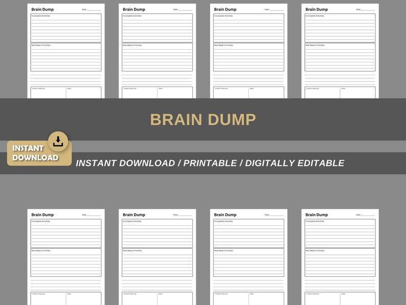 Brain Dump Daily Printable Planner | Digital Planner | Instant Download ...