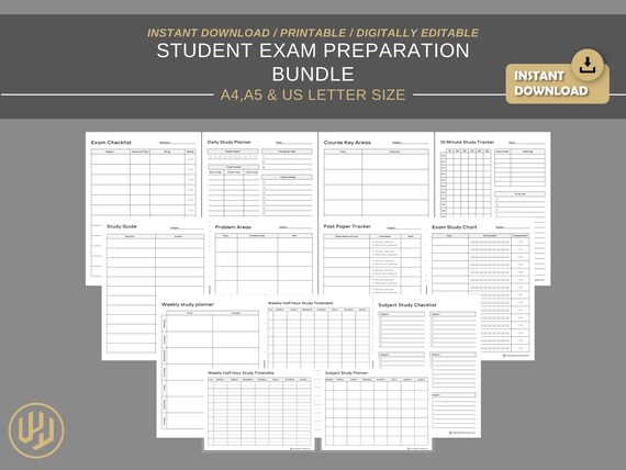 Student Exam Prep Finals Printable Digital Planner Instant - Etsy