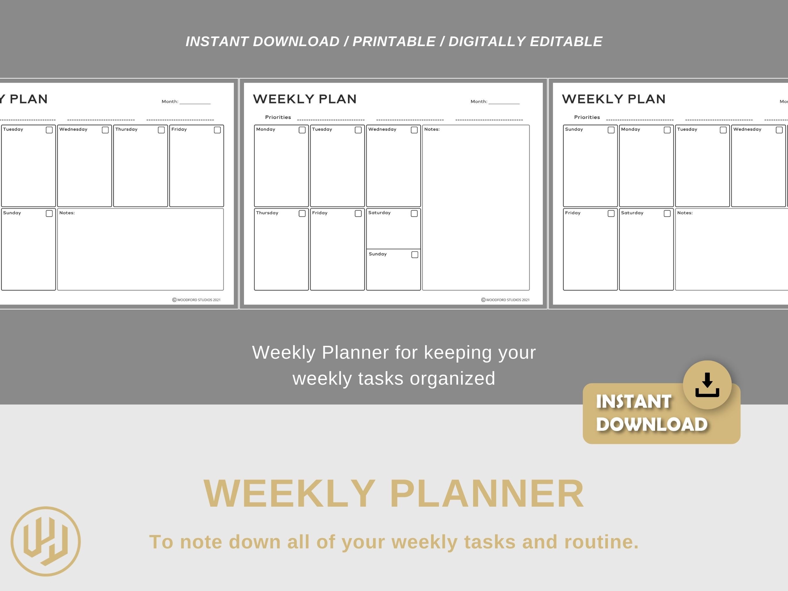 Weekly Daily Printable Box Planner Bundle | Digital Planner | Instant ...