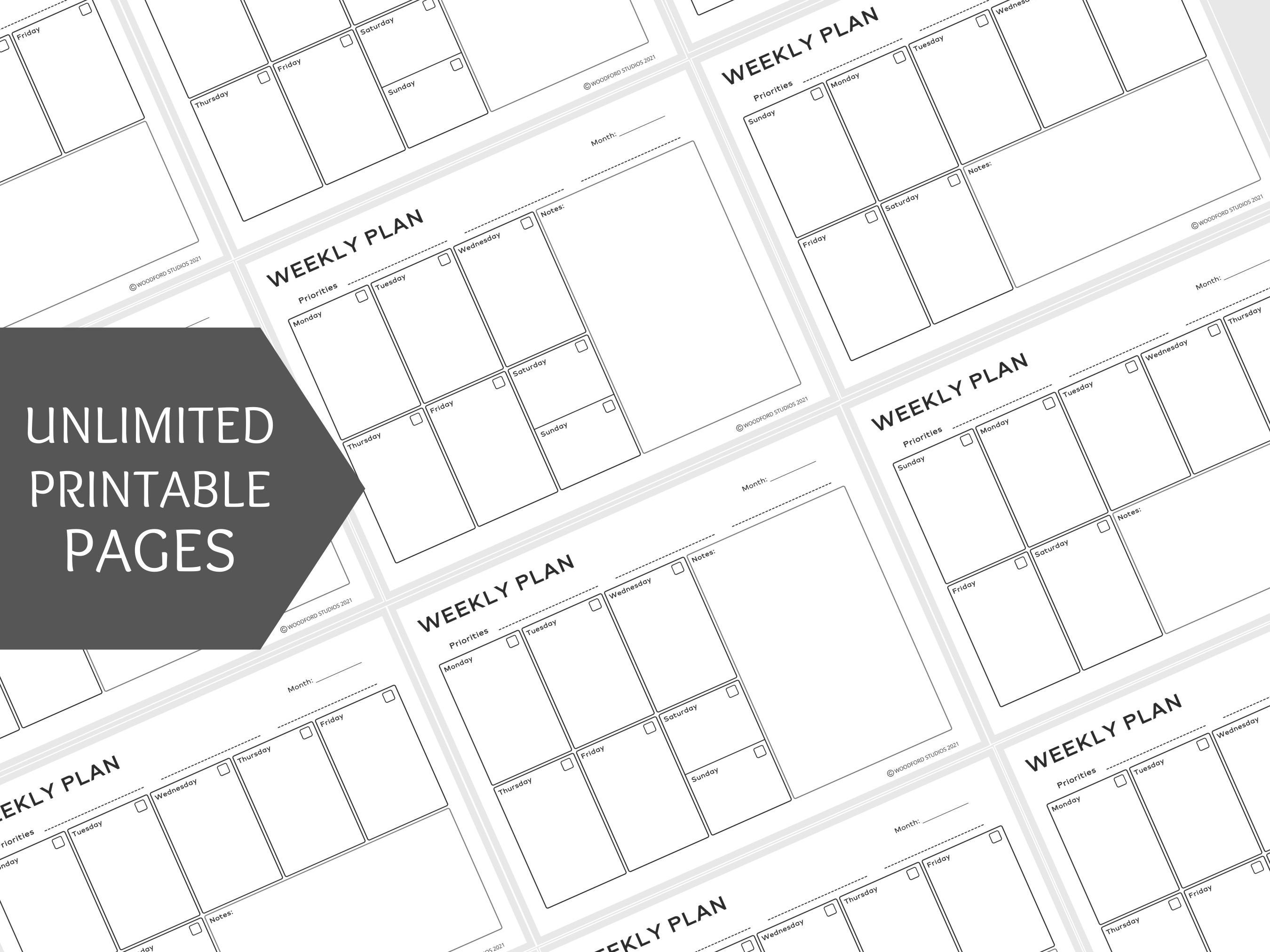 Weekly Daily Printable Box Planner Bundle | Digital Planner | Instant ...