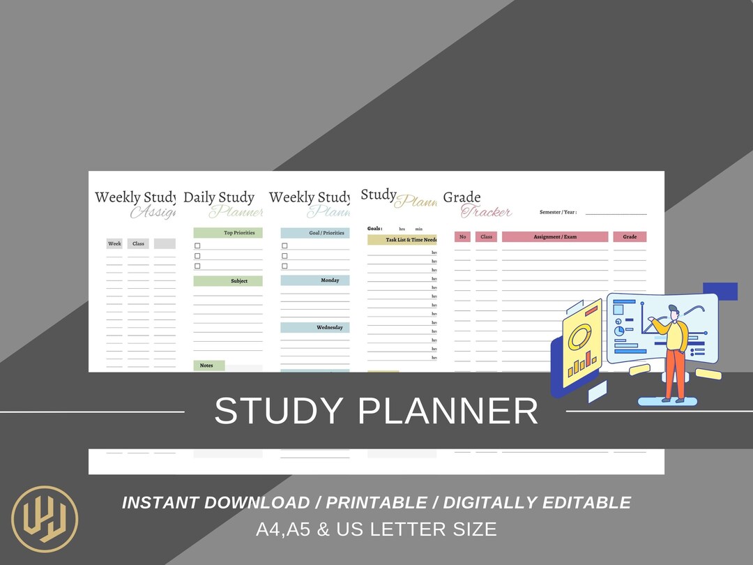 Printable College Student Planner ADHD Journal Study Planner - Etsy