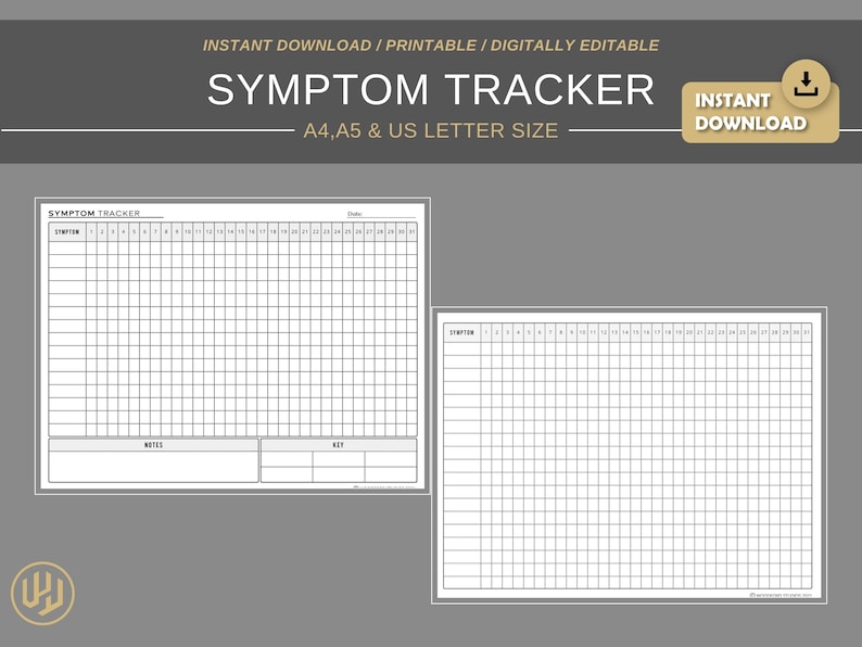 Medical Symptom Tracker Printable | Digital Planner | Instant Download ...